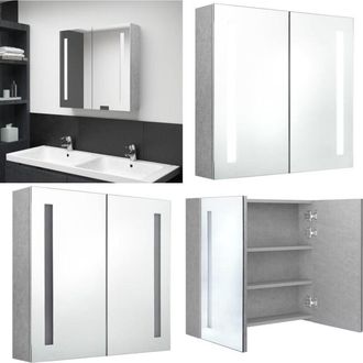 vidaXL LED-Bad-Spiegelschrank Betongrau 62x14x60 cm - LED-Spiegelschrank - Badezimmermöbel - Betonlook - Spiegelschrank Mit Beleuchtung - Make-up Tisch