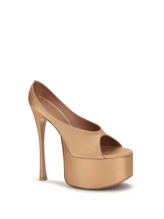 Amina Muaddi Womens Anok Maxi Pumps Latte High Heel Shoes