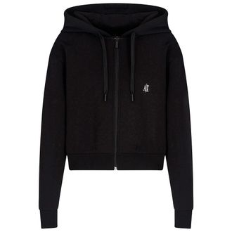 A|X Armani Exchange Damen Icon Project, Small Logo Embroidery, Cropped Fit Sweatshirt, Schwarz, 42