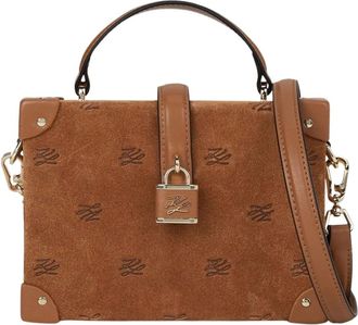 Karl Lagerfeld Femme, Sacs, Brun, Taille: ONE Size K/Autograph Padlock Suede Trunk Bag