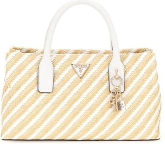Guess Simona Small Satchel, Hand Bag Women, Naturel/Blanc, Taille Unique