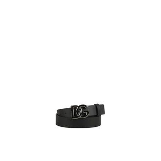 Dolce & Gabbana Homme, Accessoires, Noir, Taille: 110 CM Ceinture Noire avec Boucle Logo