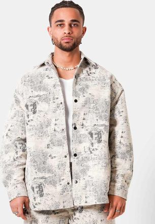 Sixth June Strukturiertes, lang&auml;rmliges Hemd in Beige mit Paisleymuster-Neutral