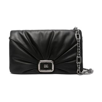 Roger Vivier Femme, Sacs, Noir, Taille: ONE Size Viv Choc Large Draped Leather Clutch