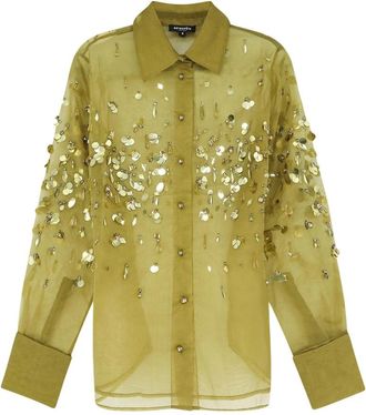 Retrof&ecirc;te Quilly Bestickte Bluse - - Blouses & Shirts - Damen - Gr&uuml;n - M