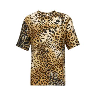 Roberto Cavalli T-Shirt mit Jaguar Skin Print - - Tops - Damen - Braun - M