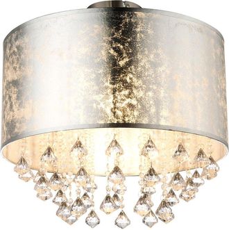 Globo Lighting Deckenlampe Deckenleuchte Kronleuchter Kristalllampe Blattsilber Textil