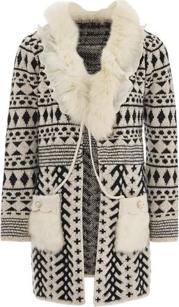 Faina Strickjacke Damen Wollwei&szlig;