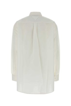 Prada Womens White Linen Blend Shirt Cotton