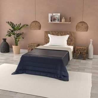 Italian Bed Linen Sommer bettdecke Basic, einfarbig, Mikrofaser, Dunkelblau/Hellgrau, 160x240cm