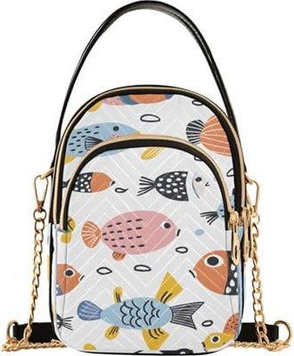 Mnsruu Sac à bandoulière pour femme avec sangle réglable - Motif poissons tropicaux