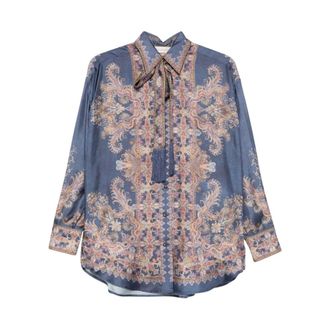 Zimmermann Chemise d&eacute;contract&eacute;e Valiant - Femme - Blouses et Chemises - Bleu - Taille: 40 FR