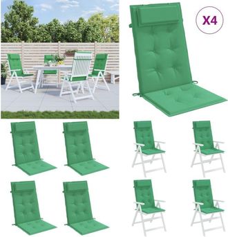 vidaXL Hochlehner-Auflagen 4 Stk. Gr&uuml;n Oxford-Gewebe - Hochlehner Auflagen - Gartenstuhlkissen - Outdoor Kissen - Sitzkissen - Wasserfeste Kissen - Home &