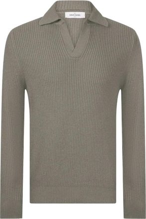 Gran Sasso Polo en maille c&ocirc;tel&eacute;e - Homme - Pulls - Vert - Taille: M