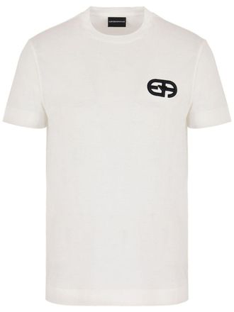 Emporio Armani t-shirt en coton à logo brodé - Blanc