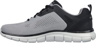 Skechers Track Broader, Chaussures de Sport pour Homme, Gris (Mesh PU Black Trim), 44 EU