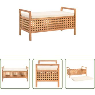 vidaXL Massivholz Sitzbank - Sitzbank mit Stauraum 93&times;49&times;49 cm Walnuss Massivholz