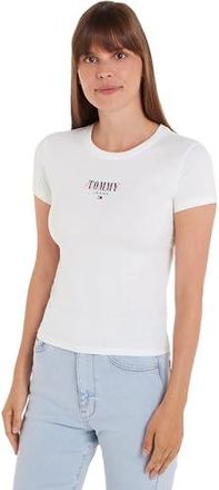 Tommy Jeans T-Shirt Manches Courtes Femme Slim Col Ras-du-Cou, Blanc (White), 3XL
