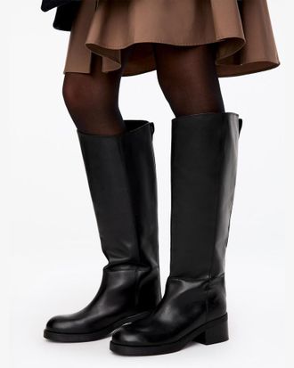 Arket Kniehoher Lederstiefel -Schwarz