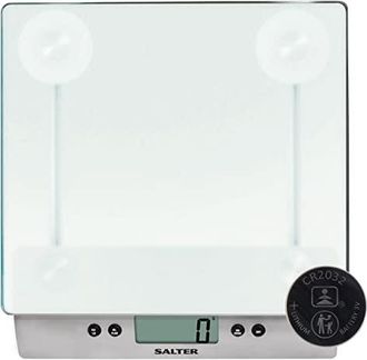 Salter Salter 1242 WHDR matte Glasplattform Elektronische K&uuml;chenwaage, Waage digitale Max 10kg, Aquatronikfunktion Fl&uuml;ssigkeiten in ml oder fl.oz, gut lesbar
