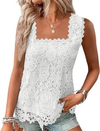 Generic Chemise sans Manche Femme Lot Soie 100% Coton Elegant Dentelle Manche Lin Cotele Satin sans Couture Camisole avec Soutien Gorge Int&eacute;gr&eacute; Debardeur Coto