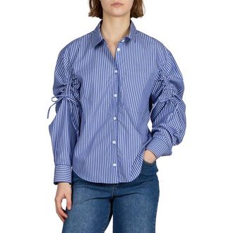 Object Chemise ray&eacute;e &agrave; manches fronc&eacute;es en coton