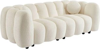 Sweeek 3-Sitzer-Sofa im Muscheldesign mit Boucl&eacute;-Bezug