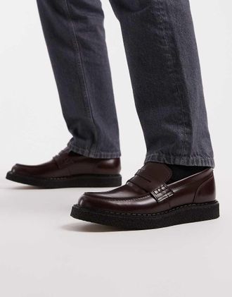 Fred Perry x George Cox - Mocassins en cuir - Bordeaux-Rouge