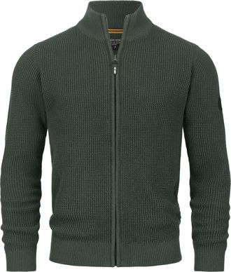 Indicode Herren INLayton Strickjacke mit Stehkragen und Reißverschluss | Cardigan Feinstrickjacke für Männer Army, XXL