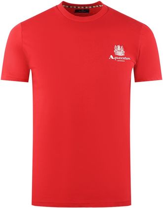 Aquascutum London Aldis Marke Logo auf Brust rot T-Shirt
