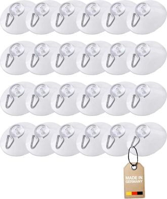 Westmark Saughaken - 24 transparente Saugnapf-Haken &Oslash; 20 mm ohne Bohren, wiederverwendbar, f&uuml;r Bad, K&uuml;che, Weihnachtsdeko & Lichterketten, Made in Germany - Ku