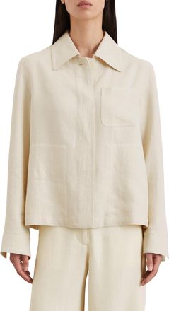 Marc O'Polo Damen Übergangsjacke mit Kentkragen Overshirt, Cremefarben (Natural Cotton), 38