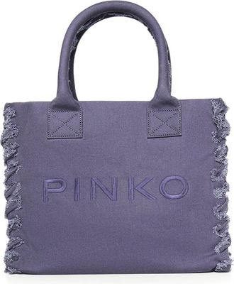 Pinko Frayed Lettering Medium Tote Bag - - Bags - Damen - Lila - ONE SIZE