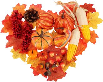 Com-Four 49-teiliges Herbstdeko-Set - Tischdeko für den Herbst - DIY Bastel-Set für Ernte- und Türkranz - große Streudeko als herbstlicher Tischschmuck, Fenste