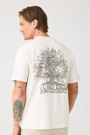 Knowledge Cotton Apparel Herren vegan T-Shirt R&uuml;ckenaufdruck Reiher Wei&Atilde;Y