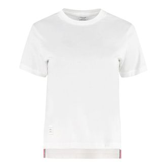 Thom Browne Femme, Tops, Blanc, Taille: 36 FR T-shirt ras du cou en coton