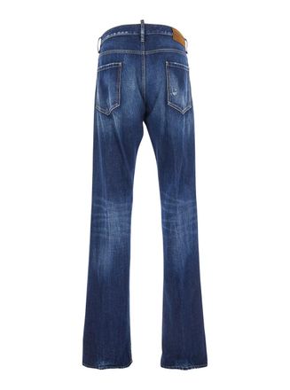 Dsquared2 Mens Blue Jeans With Logo Patch Cotton