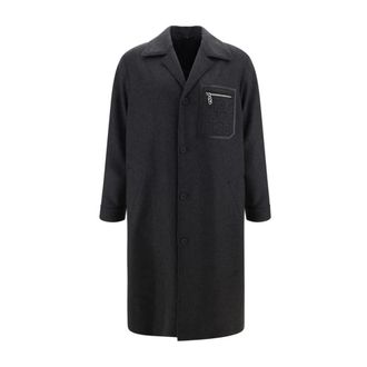 Fendi Klassischer Kaschmir Mantel mit Taschen - - Coats - Herren - Grau - L