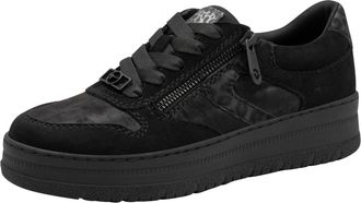 Tamaris Comfort Damen Sneaker flach zum Schn&uuml;ren mit Rei&szlig;verschluss, Schwarz (Black Comb), 38 EU