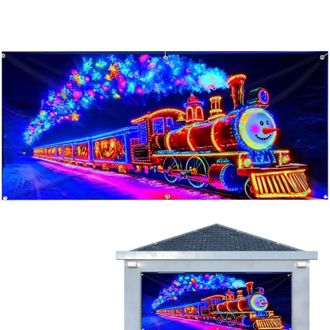 Generico Garagentorabdeckung f&uuml;r Weihnachten, gro&szlig;, dekoratives LED-Licht, f&uuml;r den Au&szlig;enbereich, Dekoration f&uuml;r Weihnachtsfeiern, dekoratives Banner f&uuml;r Garage