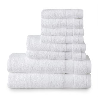 Welhome Aus 100% Baumwolle 8 St&uuml;ck Handtuch-Set (wei&szlig;); 2 Badet&uuml;cher, 2 Handt&uuml;cher und Waschlappen 4, maschinenwaschbar