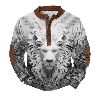 Generic Sweat-shirt r&eacute;tro dHalloween &agrave; col boutonn&eacute; pour homme, blanc, 3XL