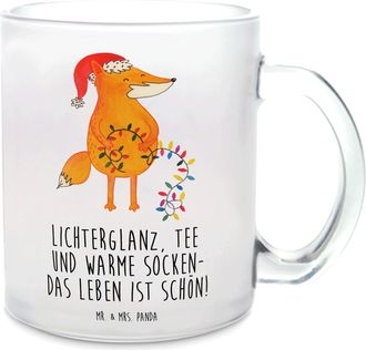 Mr. & Mrs. Panda Teetasse Fuchs Weihnachten - Geschenk, Heiligabend, Spruch schön, Nikolaus, Teebecher, Weihnachtsdeko, Weihnachtsmann, Wintermotiv