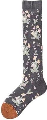 Generic Lot de 2 paires de chaussettes montantes en mollet r&eacute;tro avec impression abstraite pour femme, HB-17, Taille Unique