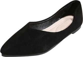 Generic Chaussures plates en daim pour femme - Bout pointu - Ballerines mocassins - Pour le bureau - Classiques - Pour le travail - D&eacute;contract&eacute;es - L&eacute;g&egrave;res et