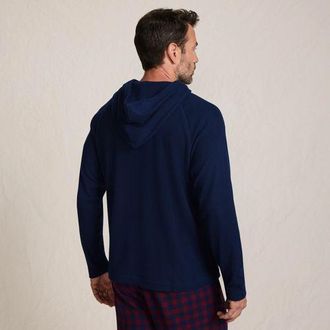Lands End Weicher Rippstrick-Kapuzenpullover, Herren, Gr&ouml;&szlig;e:52-54 regular, Blau, Elasthan/Viskose-Mischung/Polyester-Mischung, by Lands End