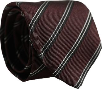 Dolce & Gabbana Silk Striped Necktie - Burgundy