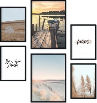 Nacnic Set 6 Strand Plakate - Wandbild Kunstdruck Deko Posters & Prints - Inneneinrichtung im Kunstgalerie Stil - A3 und A4 - ungerahmt