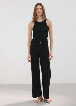 Mango Jean large avec poches black denim - Femme - 34 - MANGO