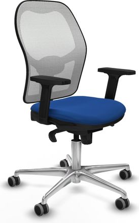 Piqueras y Crespo B&uuml;rostuhl Parkett mit 2D-Armlehnen, h&ouml;henverstellbare Lendenwirbelst&uuml;tze, ausgestattet mit Sincro 5 Positionen und injiziertem Schaumstoff, Wei&szlig;/Blau